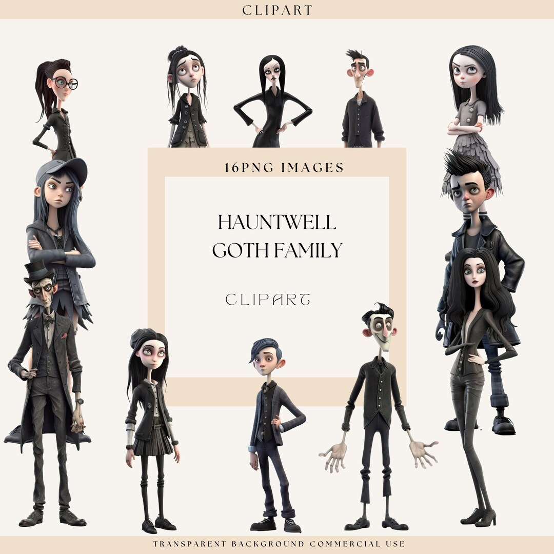 Gothic Family Clipart, Halloween Clip Art, Gothic Clipart, Mom Dad Kids ...