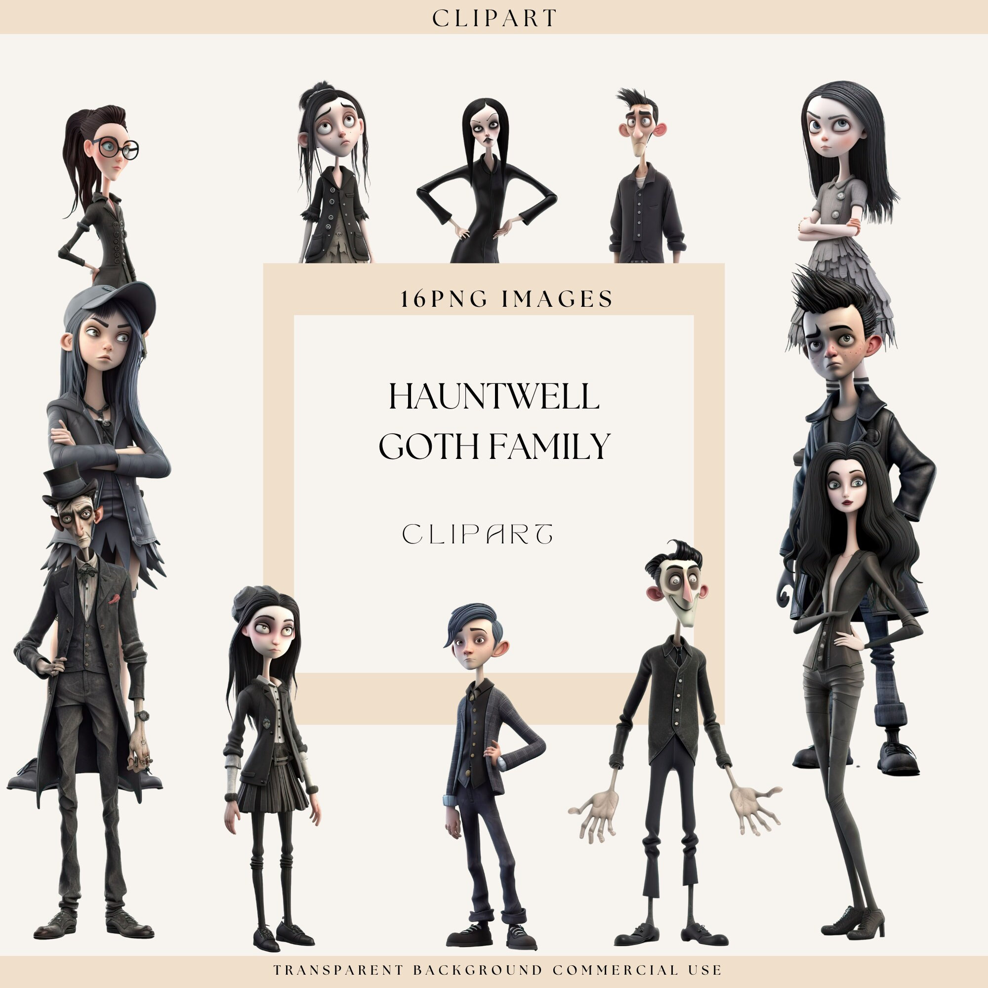 Gothic Family Clipart, Halloween Clip Art, Gothic Clipart, Mom Dad Kids ...