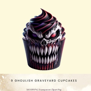 Scary Creepy Cupcake Clipart, Halloween Party Invitations, Creepy ...