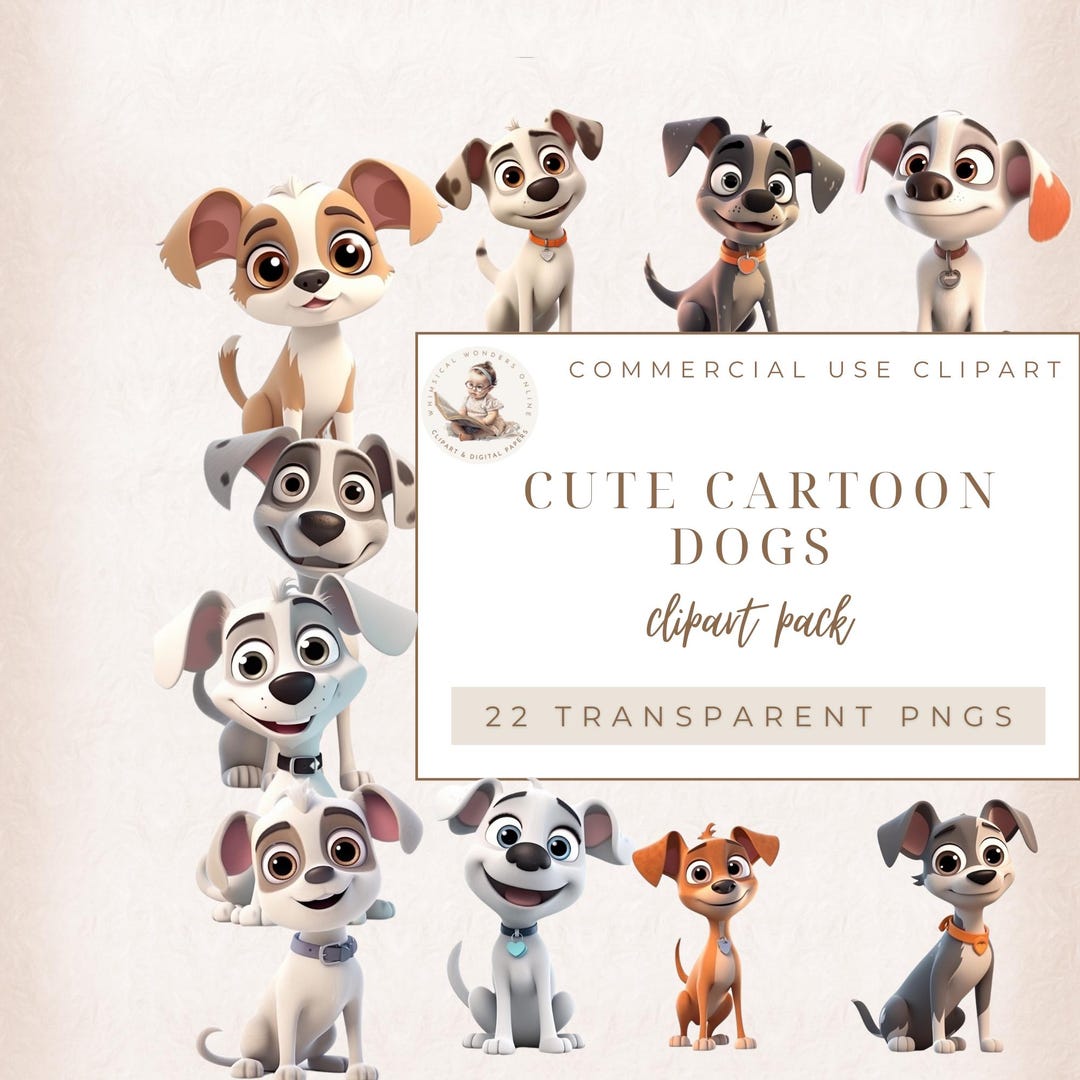 22 Puppies Clipart Bundle, Cute Cartoon Dogs, Transparent PNG ...