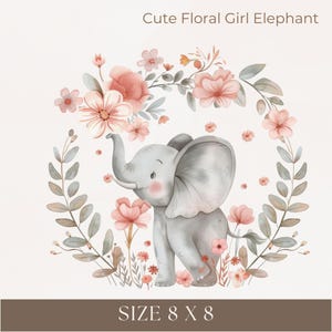 Cute Floral Girl Elephant Graphics, Baby Shower, Elephant Clipart ...