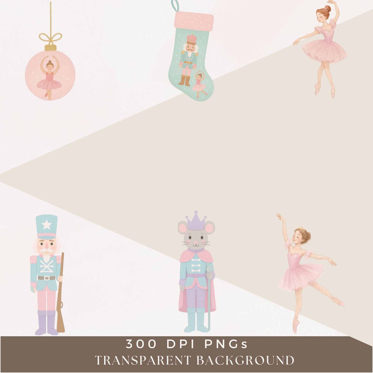 Pastel Nutcracker Christmas Clipart Set, Sugar Plum Fairy, Ballerina ...