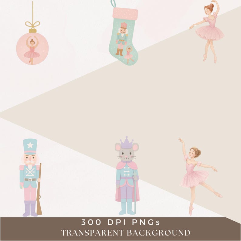 Pastel Nutcracker Christmas Clipart Set, Sugar Plum Fairy, Ballerina ...