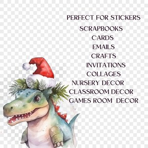 Christmas Dinasaur Clipart, Watercolor Dinosaurs Clipart, Dinosaurs ...