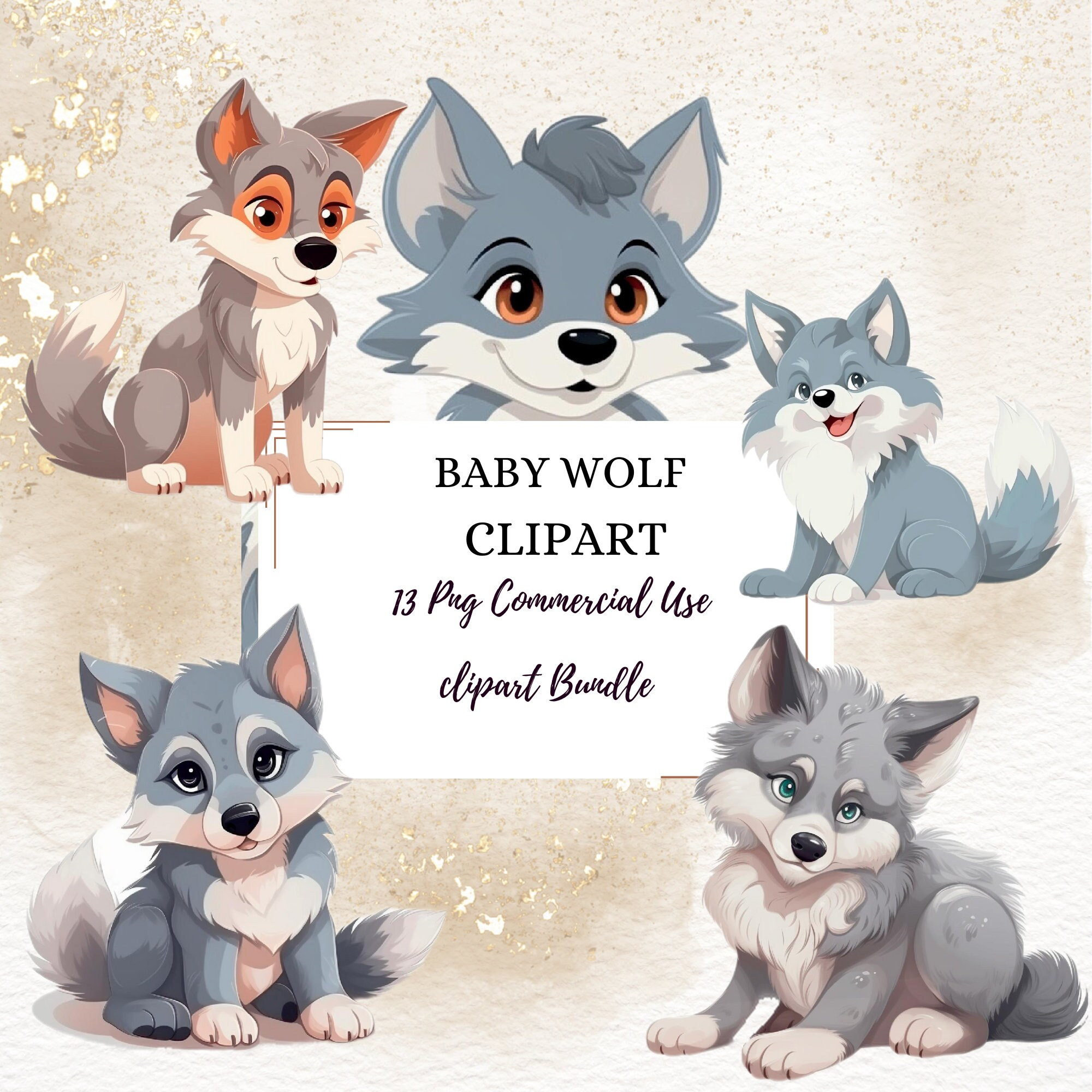 Baby Wolf Clipartcute Animals Pngforest Nursery Wall Art - Etsy