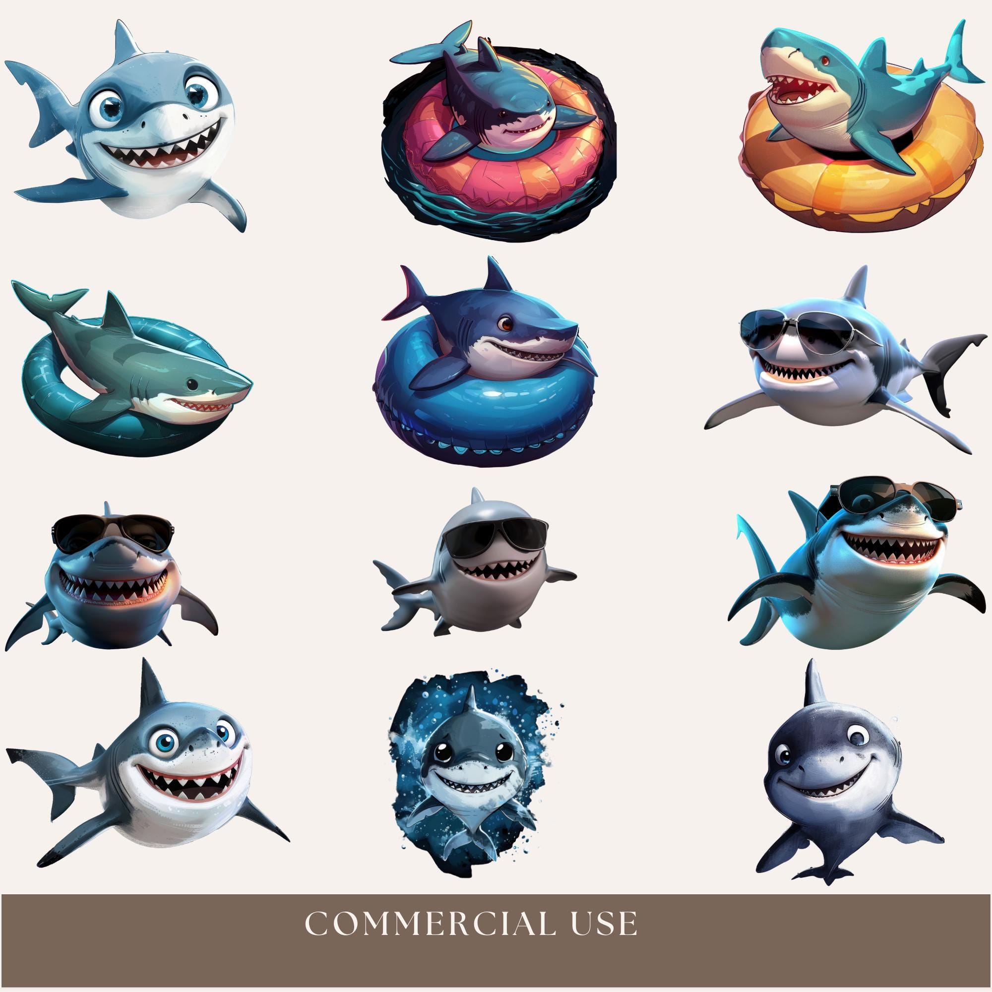 Baby Shark Clipart, Cute Shark Clipart, Underwater Clipart, Baby Shark ...