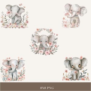 Cute Floral Girl Elephant Graphics, Baby Shower, Elephant Clipart ...