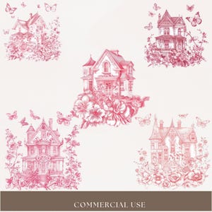 Pink Toile Clipart, Chinoiserie Toile De Jouy, French Home Clipart ...