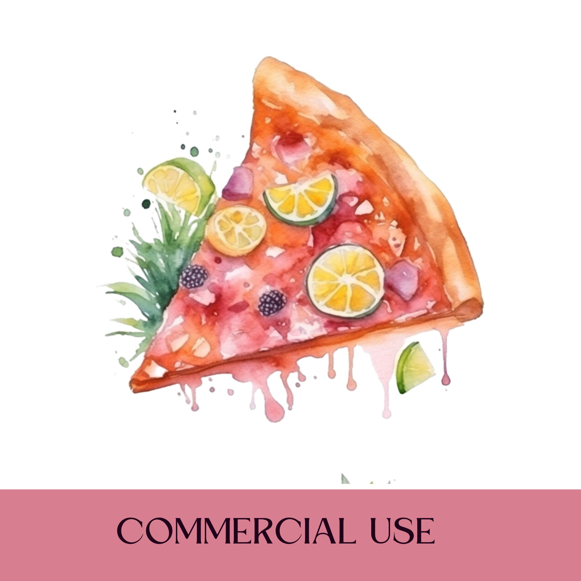 Watercolor Pizza Clipart Bakery PNG Pepperoni Pizza Food - Etsy