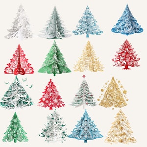 Trees Clipart, Paper Style, Christmas Clipart, Christmas Tree ...