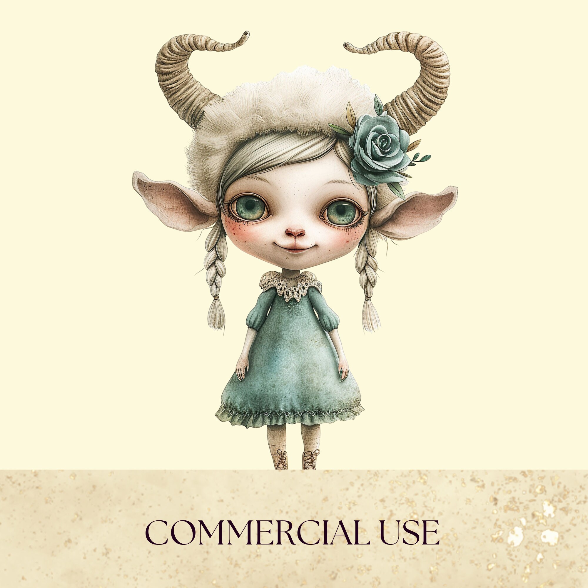 Whimsy Clipart, Goat Girl Clipart, Fantasy Clipart, Girl Clipart ...