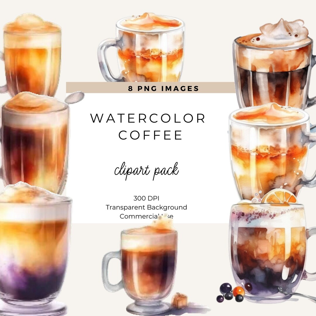 Watercolor Coffee Clip Art, Coffee Cup Clipart Bundle, Coffee Mug PNG ...