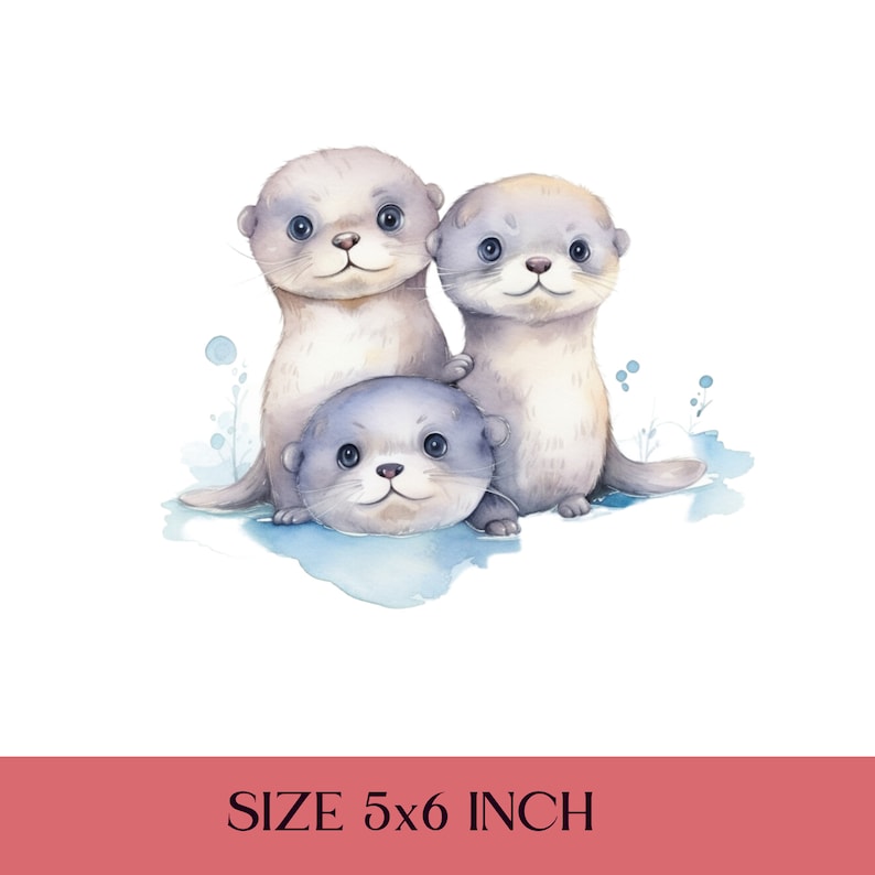Watercolor Otter Clipart, Baby Otters, Sea Creatures, Watercolor ...