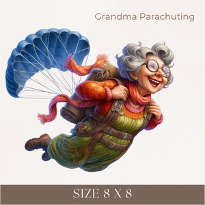 Grandmother Clipart, Funny Grandma Png, Sky Diving Clipart, Grandma ...