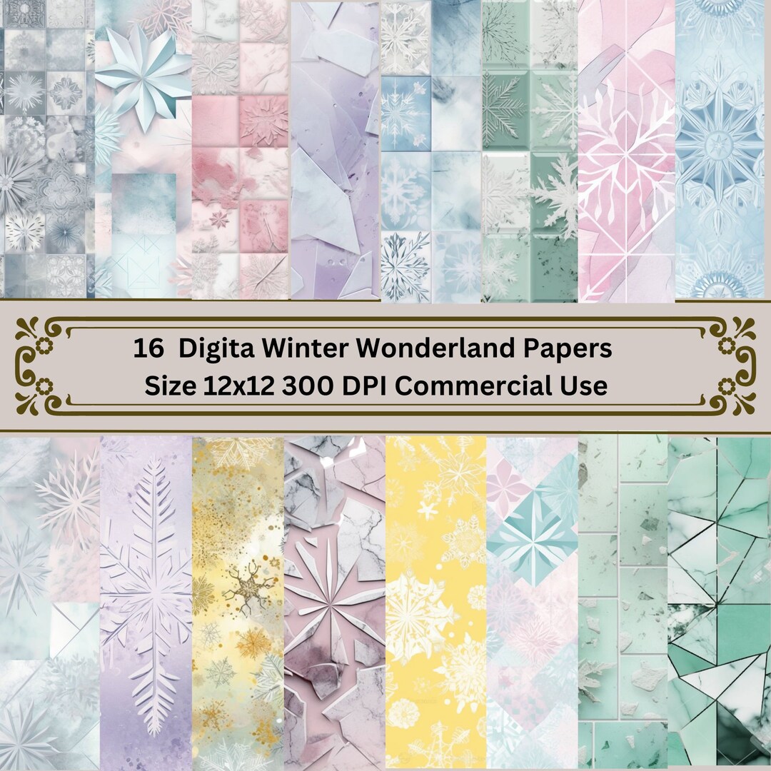Printable Winter Wonderland Digital Paper, 12x12 Backgrounds, Jpeg ...
