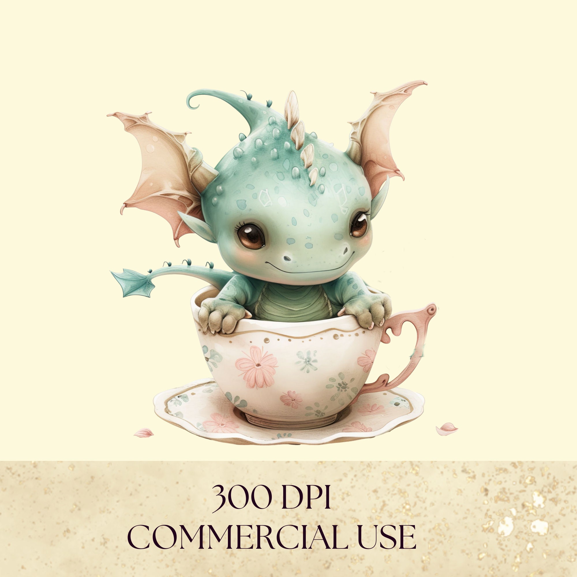 Baby Dragon Clipart, Baby Dragon in Teacup, Baby Shower Clipart ...