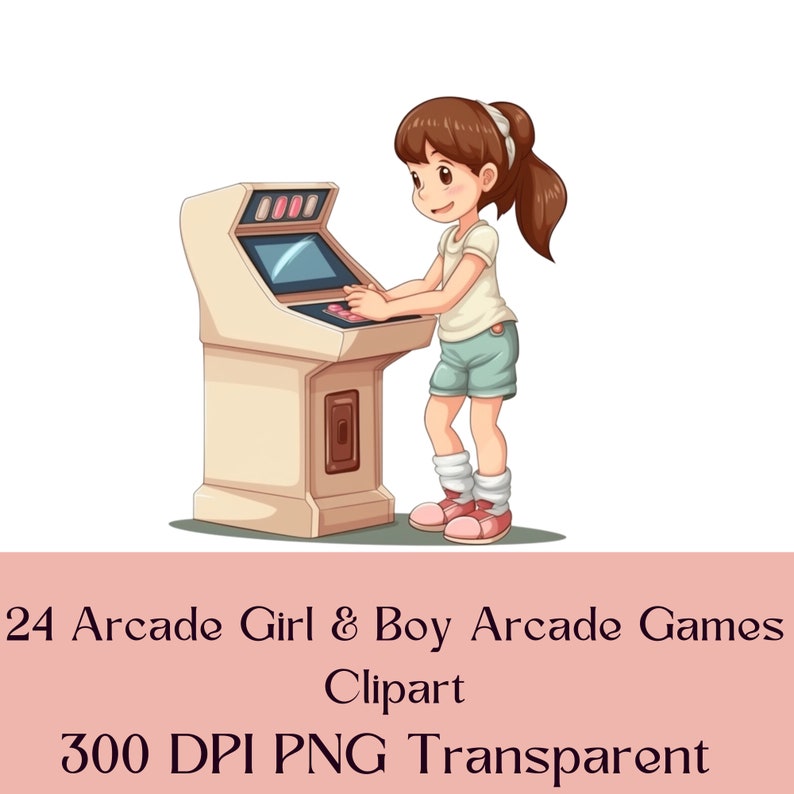 Arcade Machine Clipart Gaming Clipart Cartoon Boy and Girl - Etsy