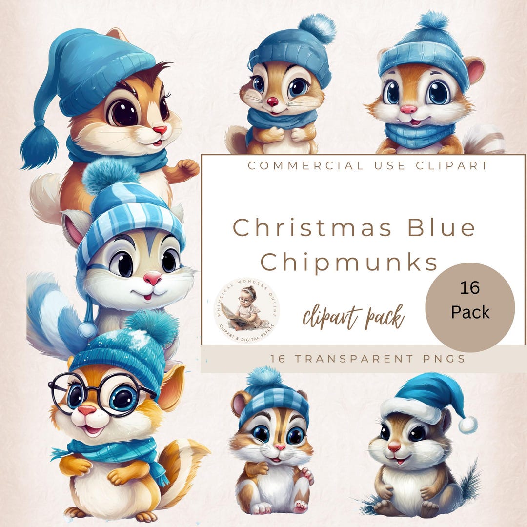 Cute Winter Chipmunk Clipart, Christmas Blue Chipmunk, Chipmunk ...