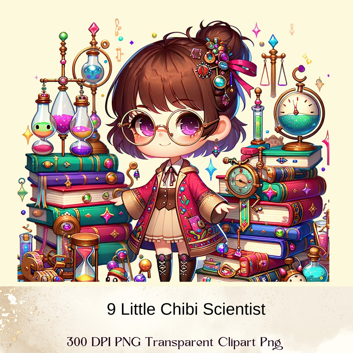 Cute Chibi Clipart Scientist Clipart Fashion Girl Clipart - Etsy
