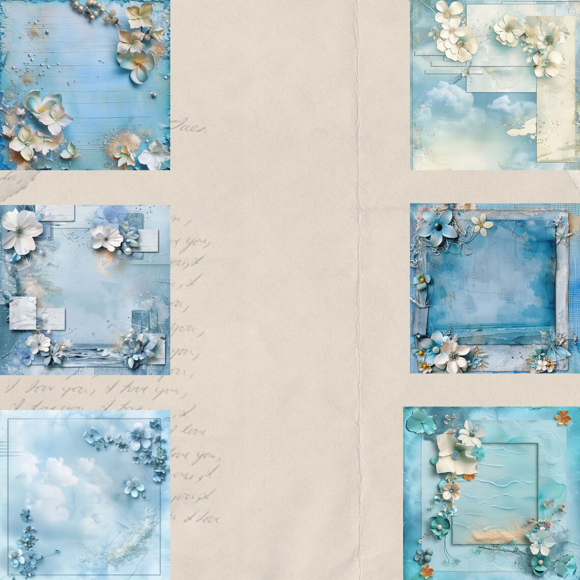 Printable Texture Shabby Chic Digital Papers, Blue Texture Paper, Blue ...