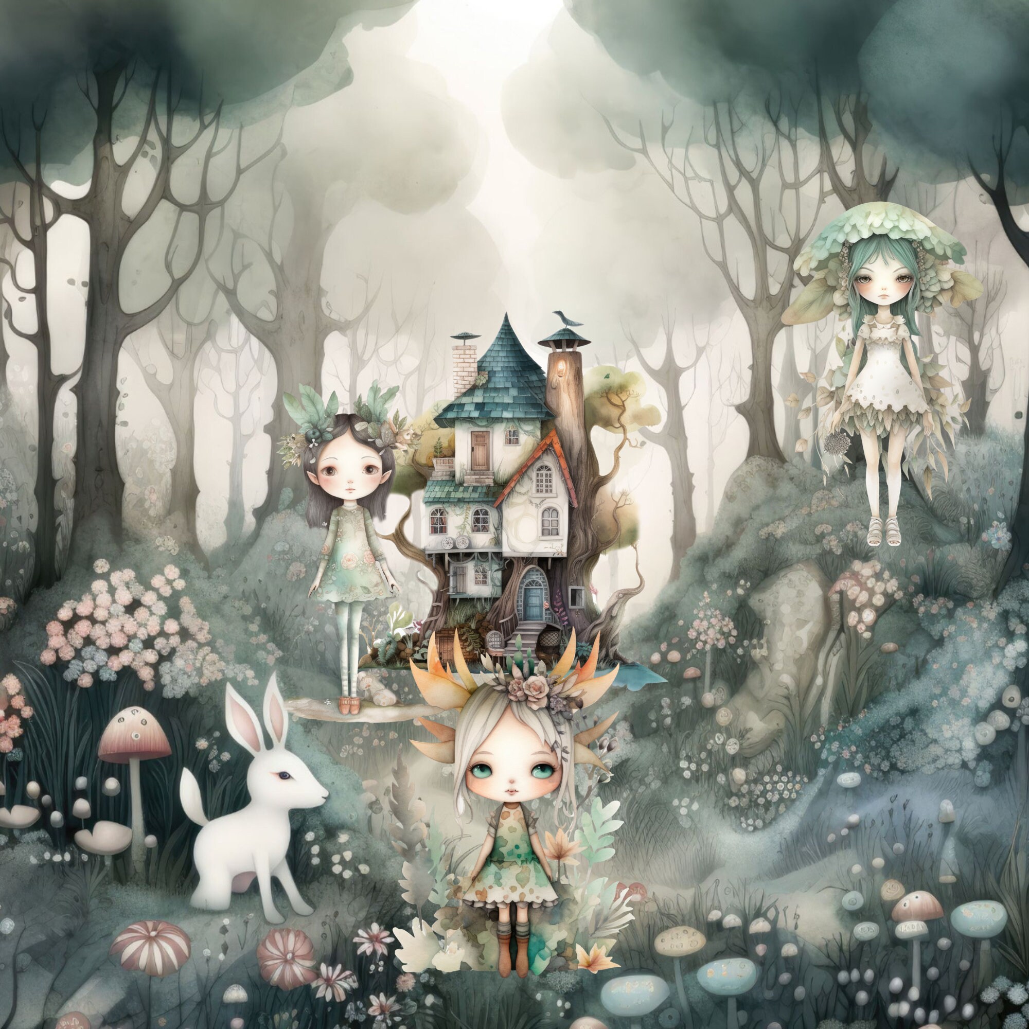 Cute Fairy Clipart Fantasy Clipart Magic Forest Enchanted - Etsy