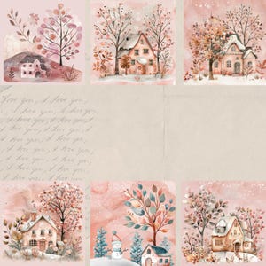 Pink Winter Christmas Papers, Christmas Journal, Digital Pink Papers ...