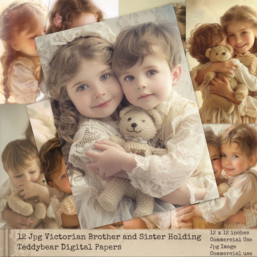 Printable Papers, Victorian Brother and Sister Digital Papers ...