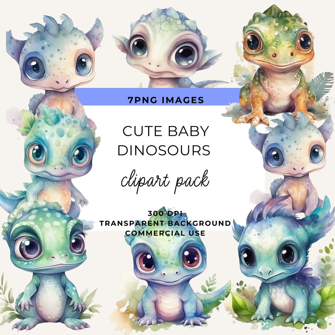 Baby Dinosaurs Clipart Set, Transparent BG, Commercial Use, Png, Cute ...