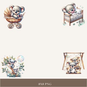 Cute Baby Koala Watercolor Clipart, Australian Zoo Animal Png, Baby ...