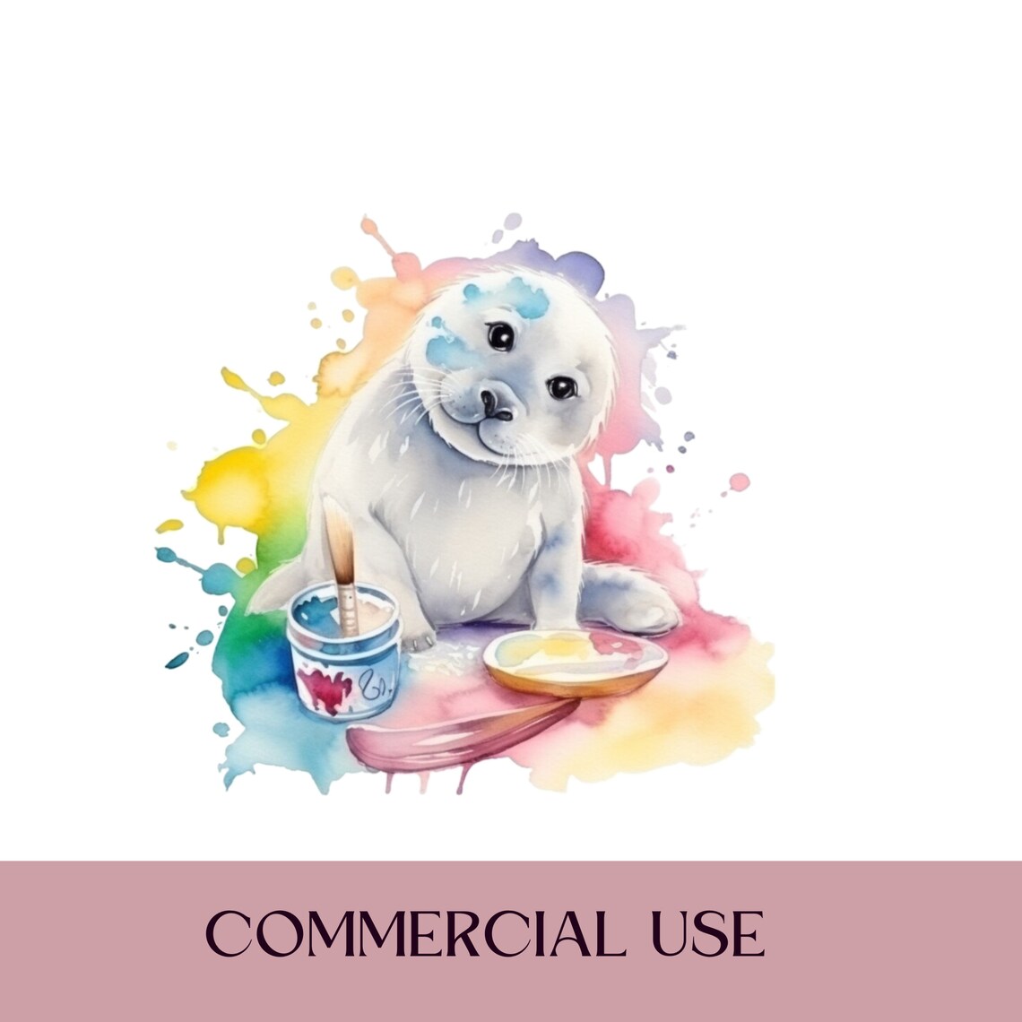 Watercolor Baby Seal Clipart Cute Animal Clipart Bundle - Etsy
