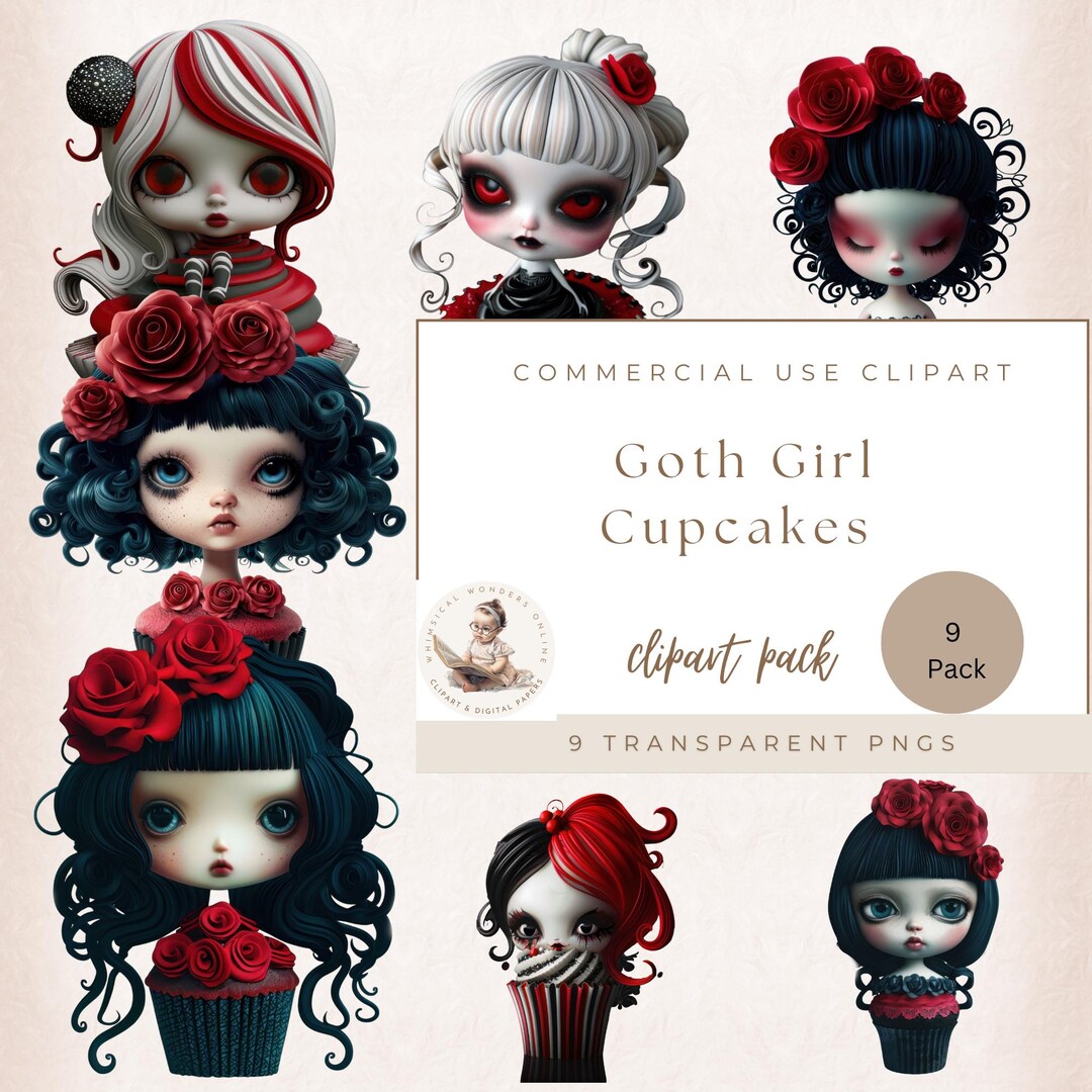Goth Girl Cupcakes, Gothic Birthday Party, Transparent Backgrounds ...