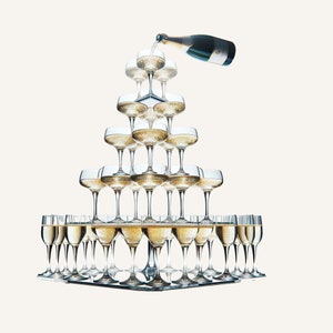 Champagne Tower Illustration, Champagne Tower Clip Art, Champagne Tower ...