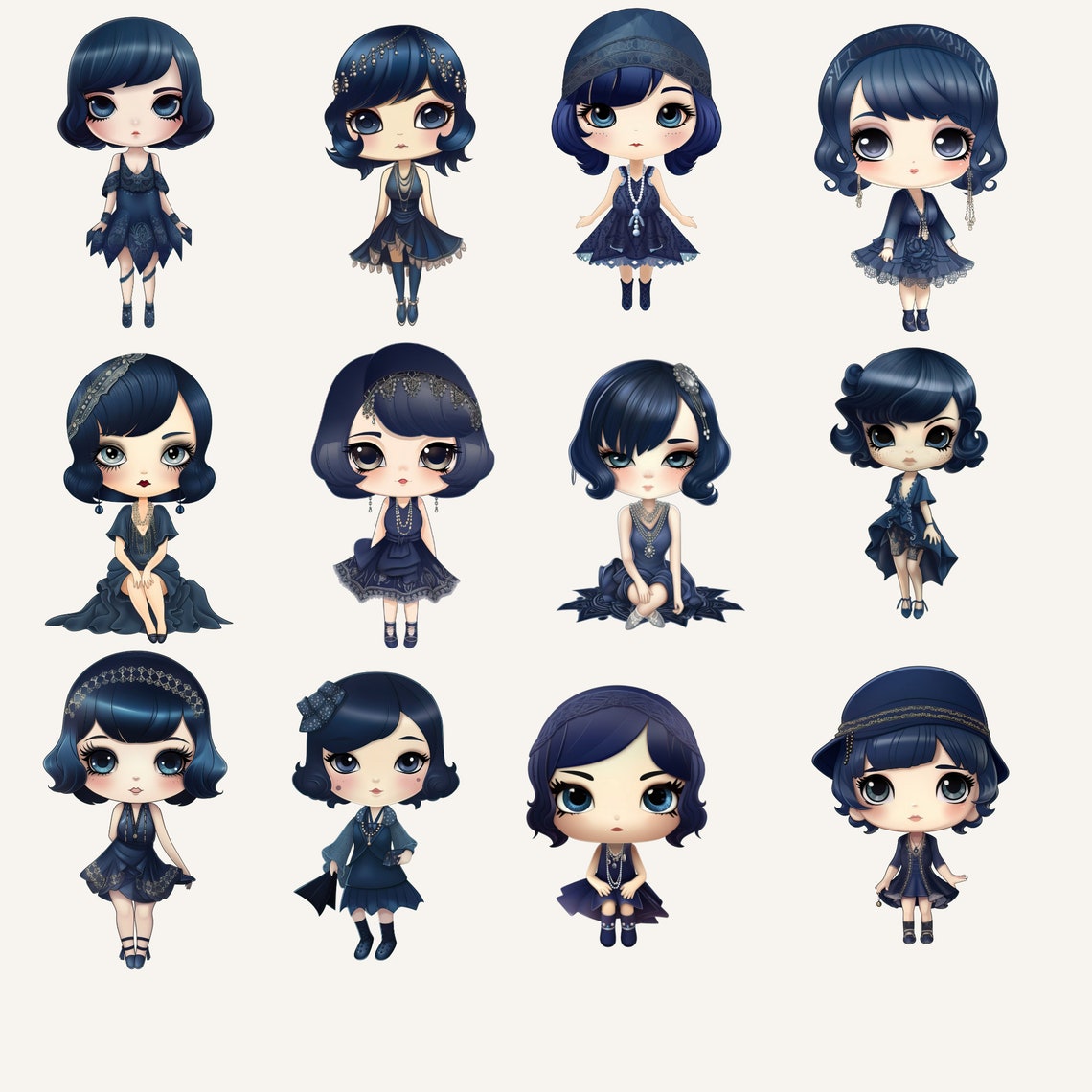Cute Chibi Flapper Girl Flapper Girl Clipart Chibi Clipart - Etsy