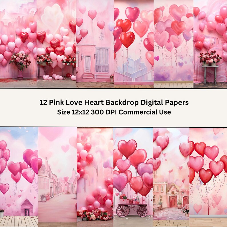Hearts Background, Pink Background, Heart Digital Paper, Valentine ...