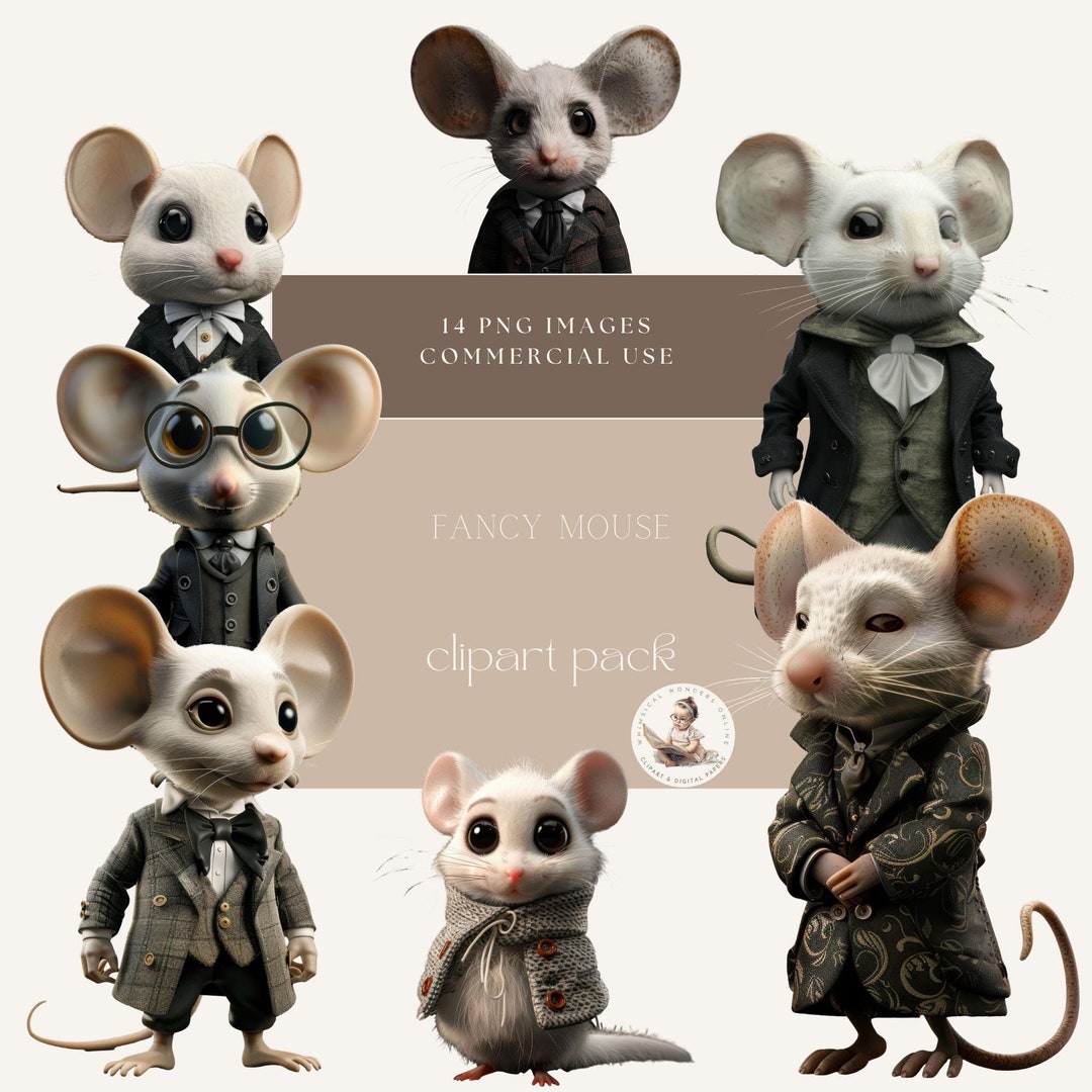 Mouse Clipart, Mice in Clothes, Fancy Mouse, Fashion Clipart, Cute Mice ...