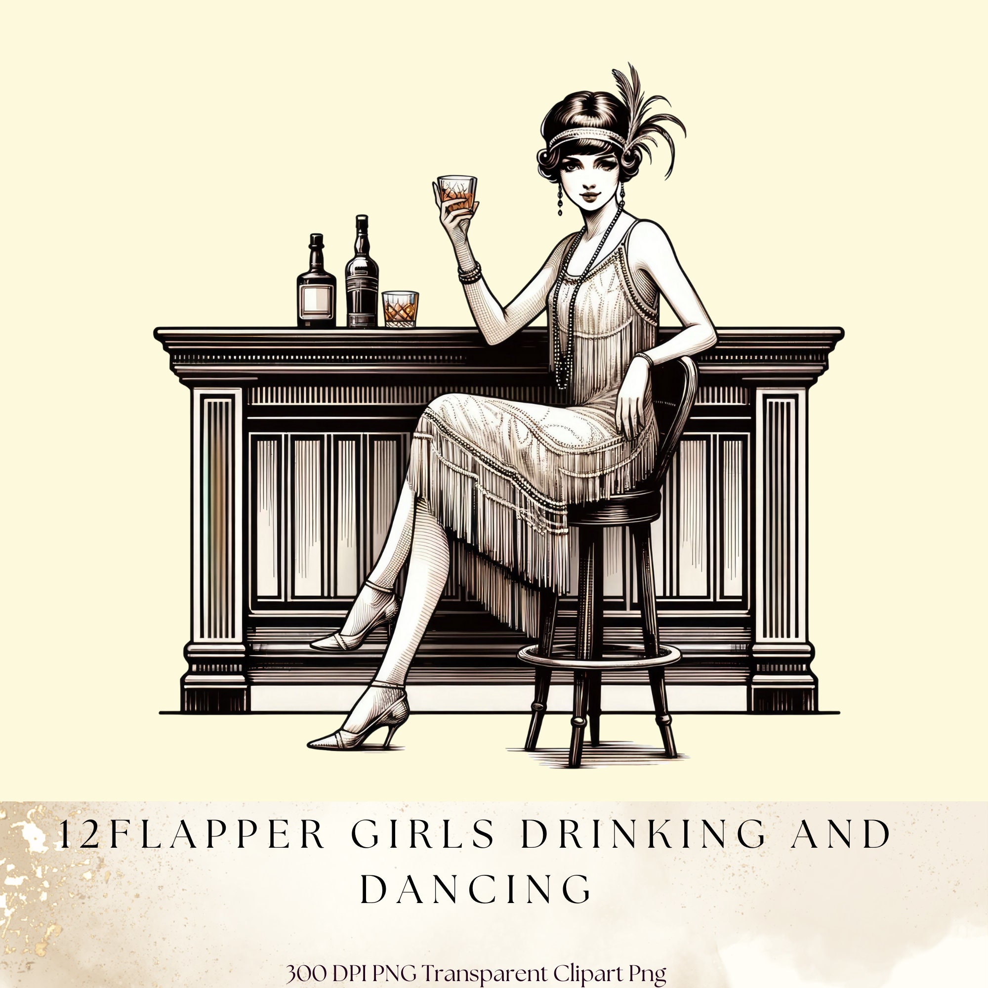 Flapper Girls 1920's, Vintage Women Clipart, Girl Dancing Sitting at A ...