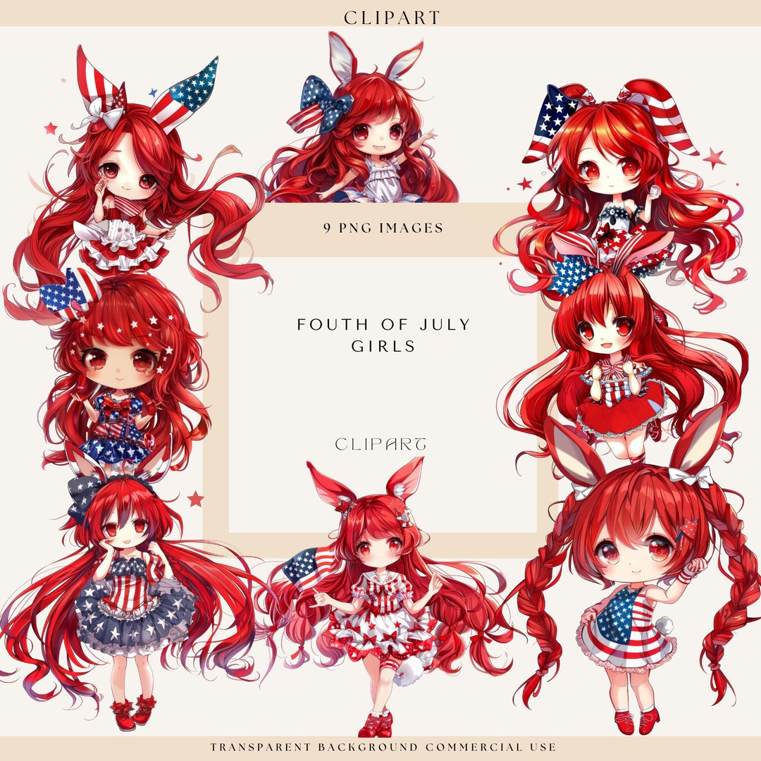 Fourth of July Girls, Watercolor Clipart, America Clipart, Independence ...