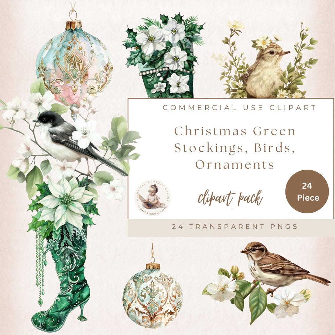 Green Christmas Bauble Clipart, Green Christmas Stockings, Green and ...