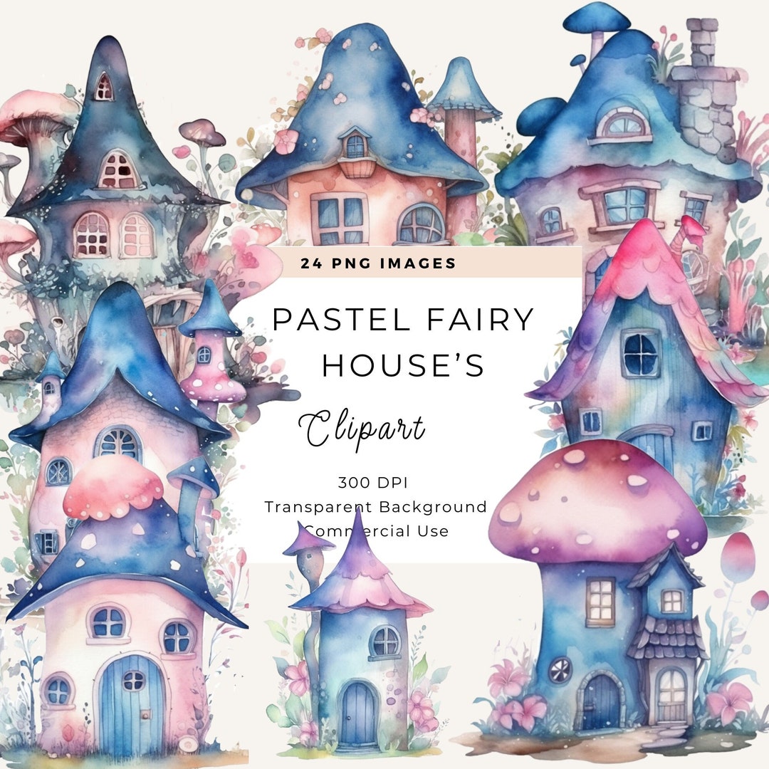 Cute Fairy House Clipart, Watercolor Pastel Flower Fairy House, PNG ...