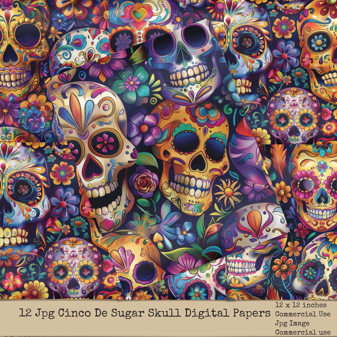 Junk Journal Printable, Sugar Skull Journal Papers, Cinco De Sugar ...