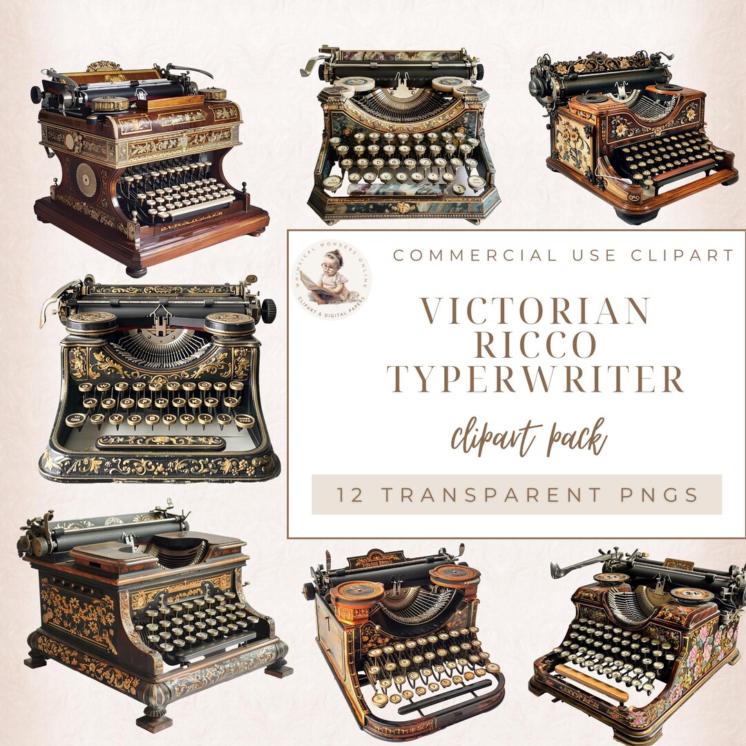 Victorian Clipart, Antique Typewriter, Ricco Typewriter. Vintage ...