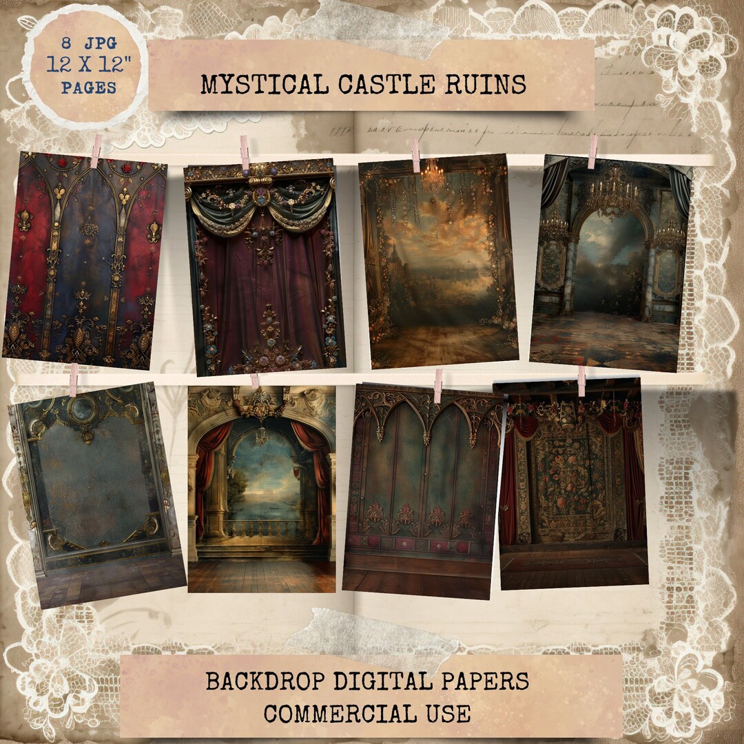 Mystical Castle Ruins Backdrops, Digital Backdrops, Wedding Backdrops ...