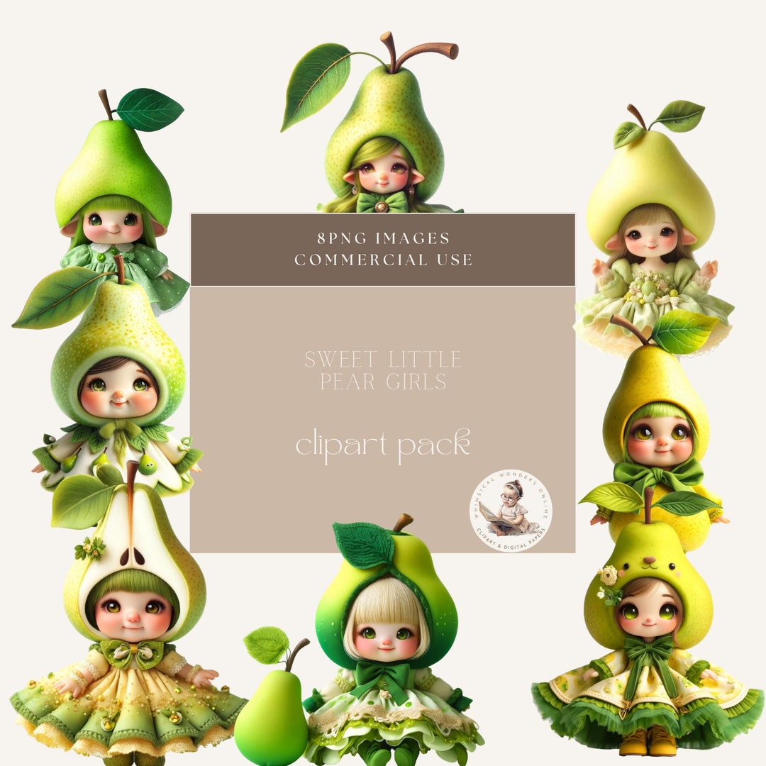 Sweet Pear Girls Clipart, Baby Shower Clipart, First Birthday Clipart ...