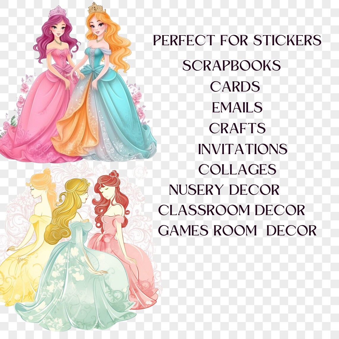 Fairytale Princess Clipart, Princess Clipart, Princess Birthday Party ...