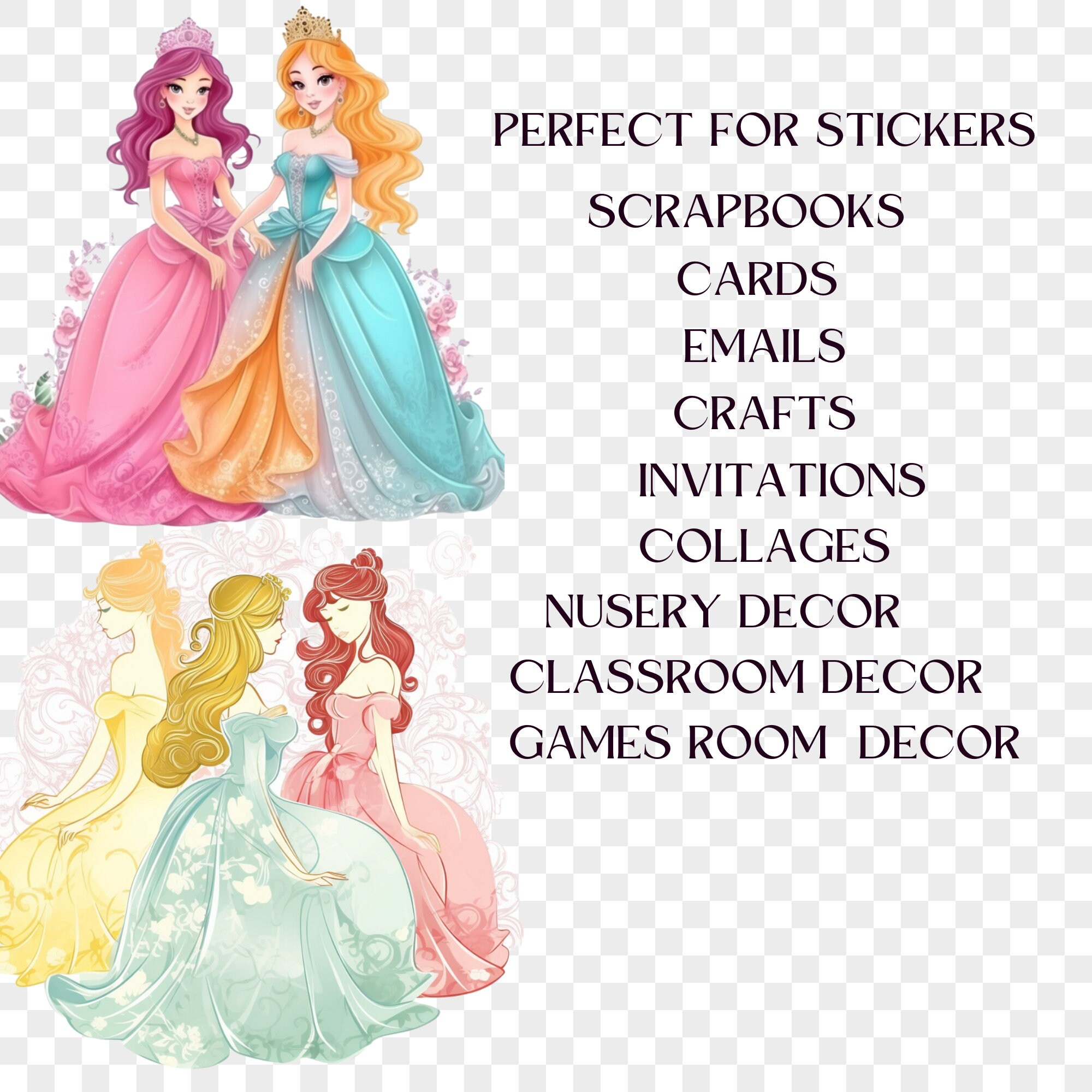 Fairytale Princess Clipart, Princess Clipart, Princess Birthday Party ...