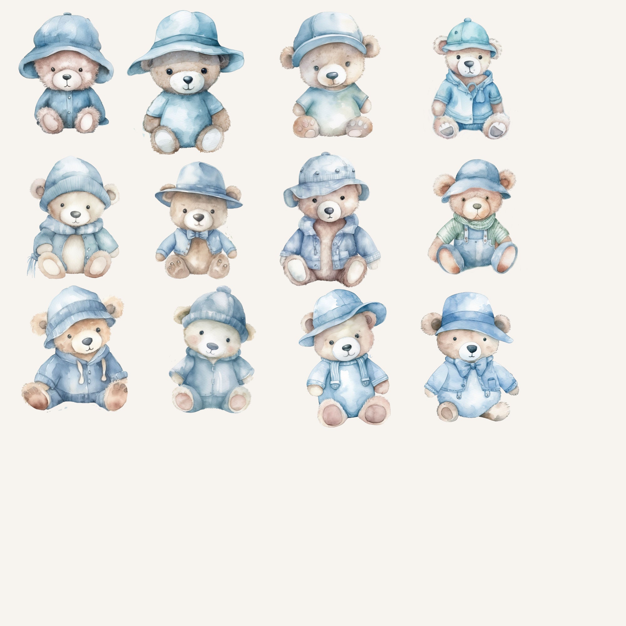 Cute Teddy Clipart, Blue Baby Boy Teddy Bear, Little Bear, Nursery ...