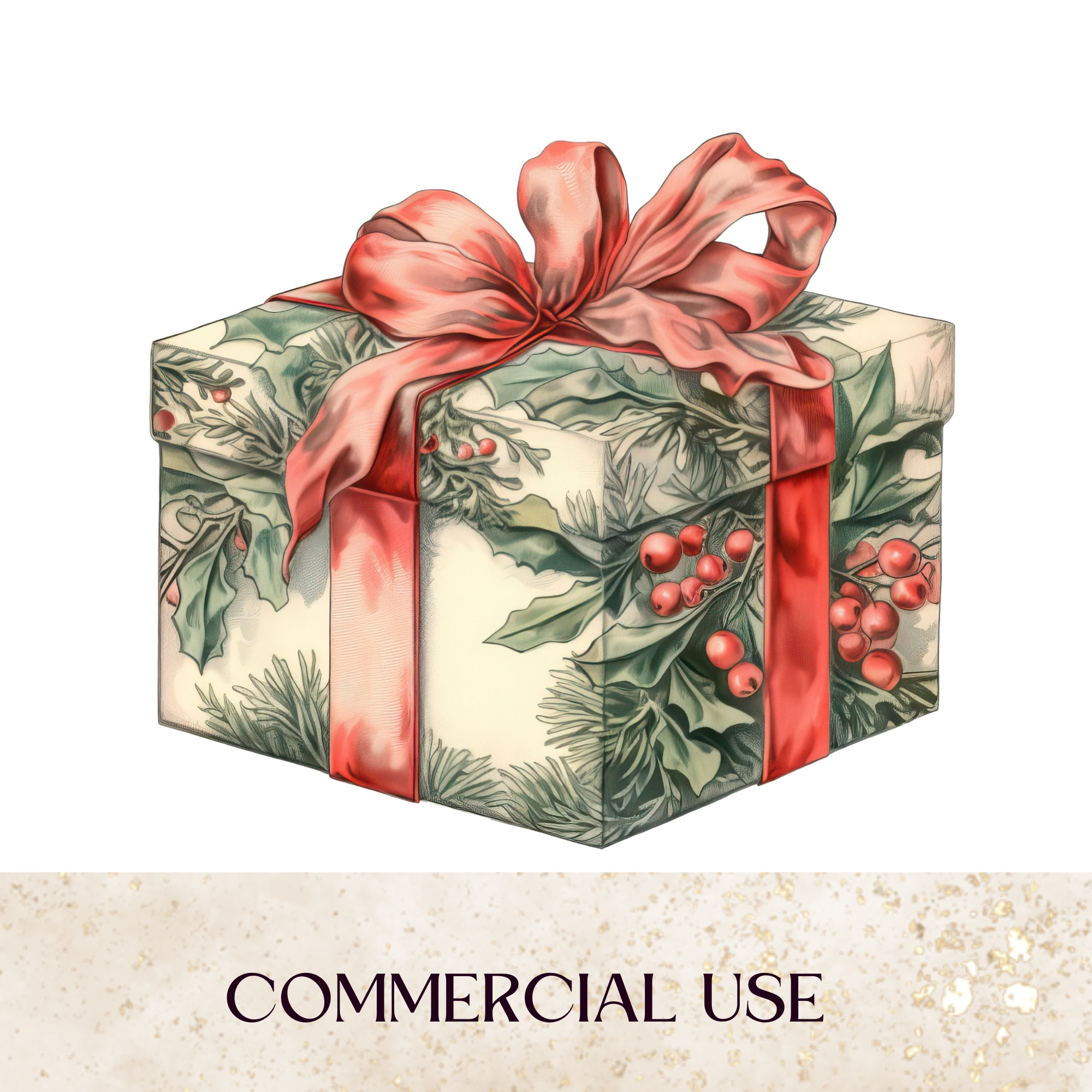 Gift Box Clipart, Gift Boxes Clip Art, Vintage Christmas Clipart, Paper ...