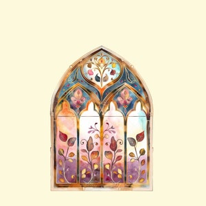 Watercolor Stained-glass Windows Clipart, Vintage Church Window With ...