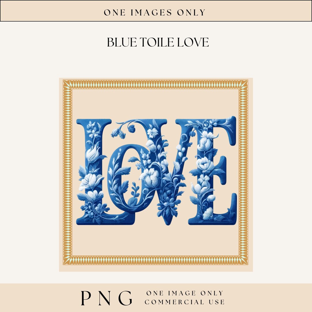 Blue French Toile Word Love, Transparent Love Word, Love Clipart ...