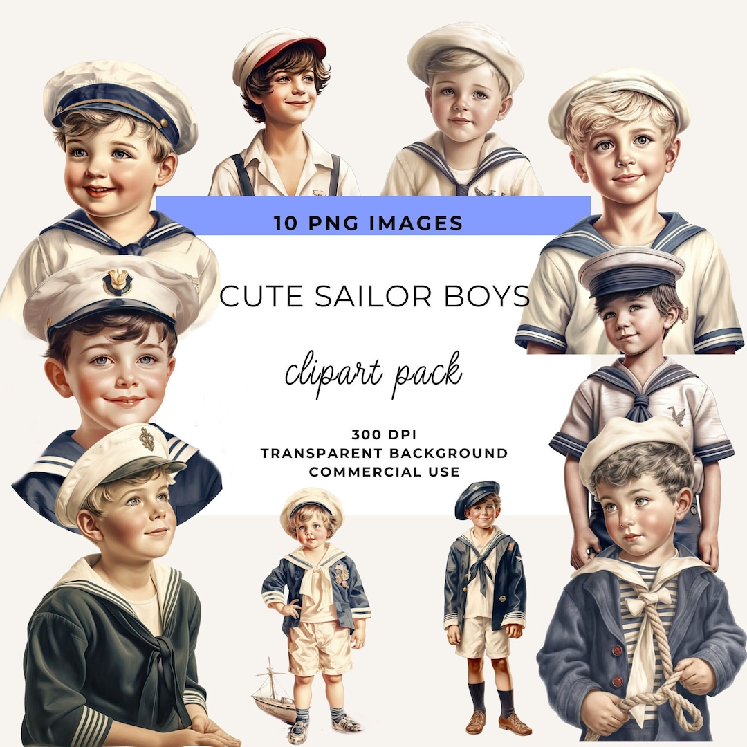 Cute Sailor Boys Clipart Nautical Clipart Little Sailor - Etsy